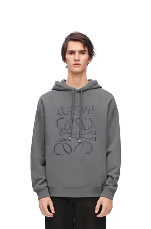 Loewe Luxury Relaxed Fit Hoodie In Cotton - Slate Grey | Editorialist